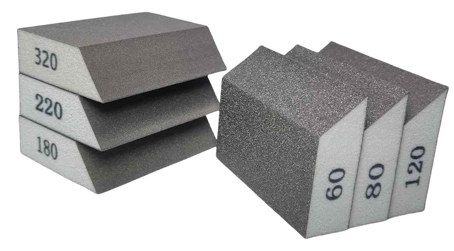 Hotbar 6 Pack Single Sanding Sponge Set - 60/80/120/180/220/320 Grit ...