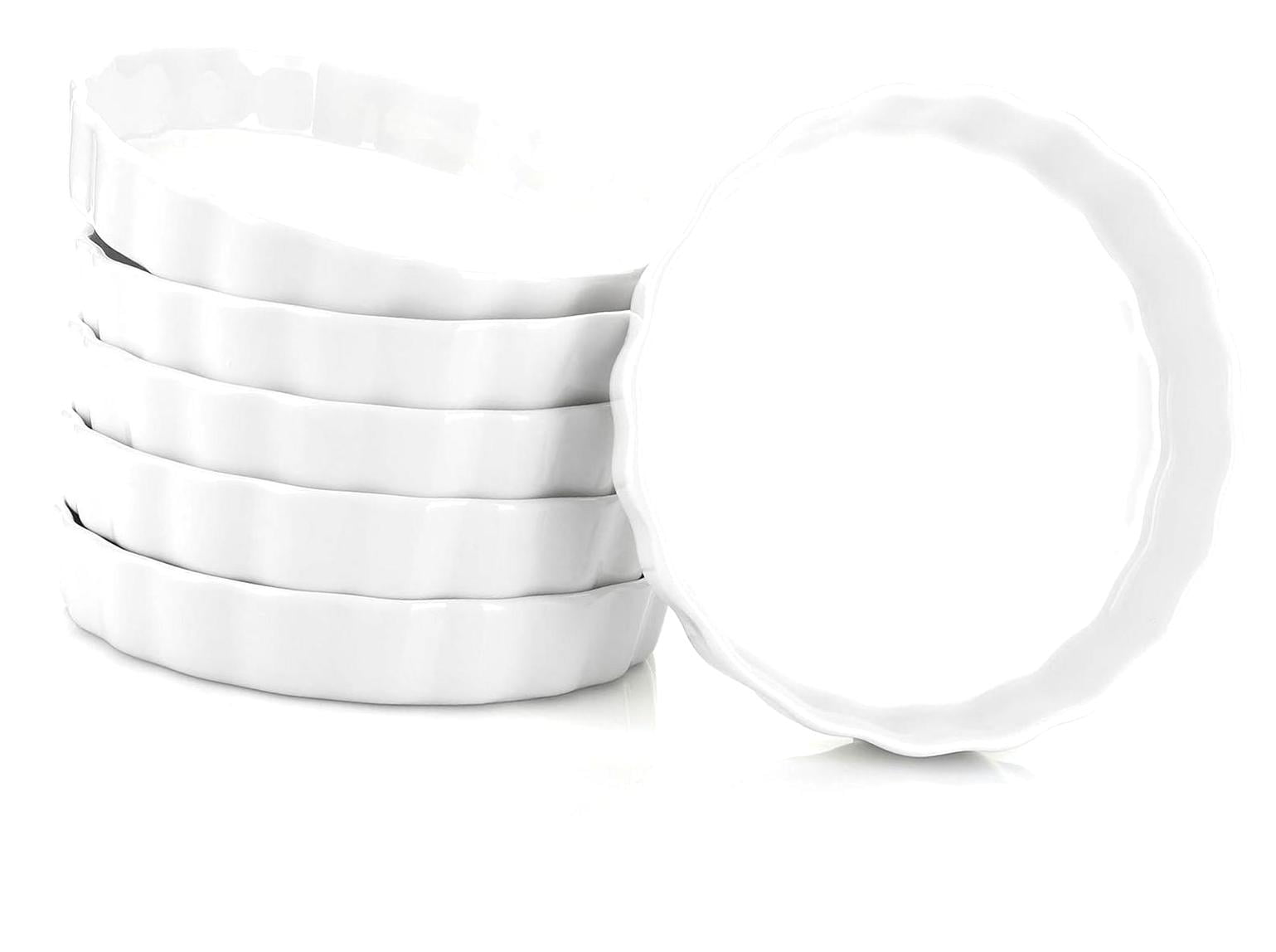 Hotbar 6-Piece 8-Ounce Porcelain Creme Brulee Dishes, Mini Fluted ...