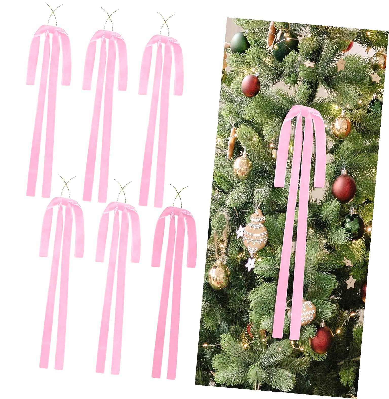 Hotbar 6-Piece Christmas Velvet Bows Set for Tree Decorations, Large ...