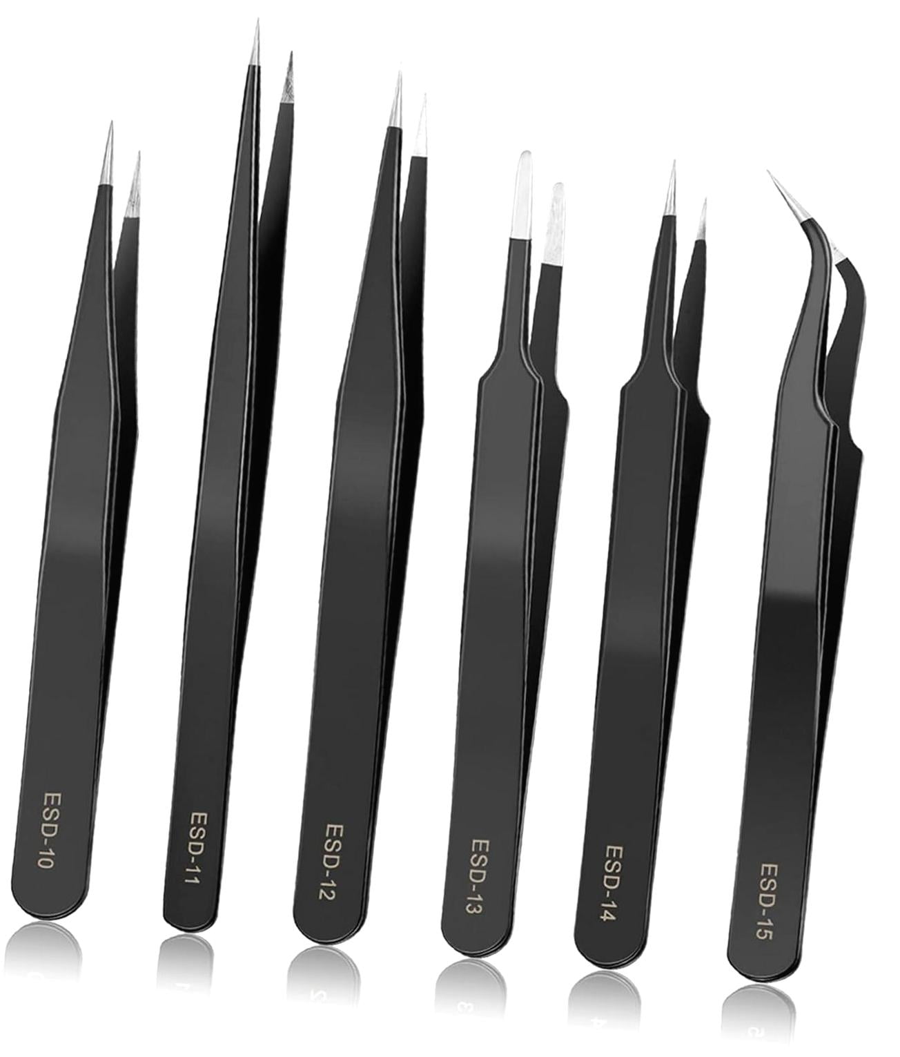 Hotbar 6-piece Tweezers Collection, Premium Anti-Static Steel ESD ...