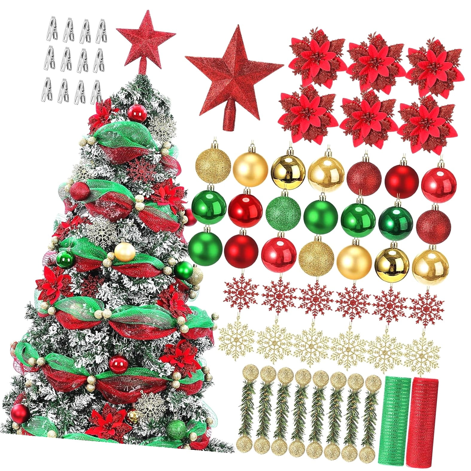 Hotbar 75-Piece Christmas Tree Decoration Set, Christmas Ornaments ...