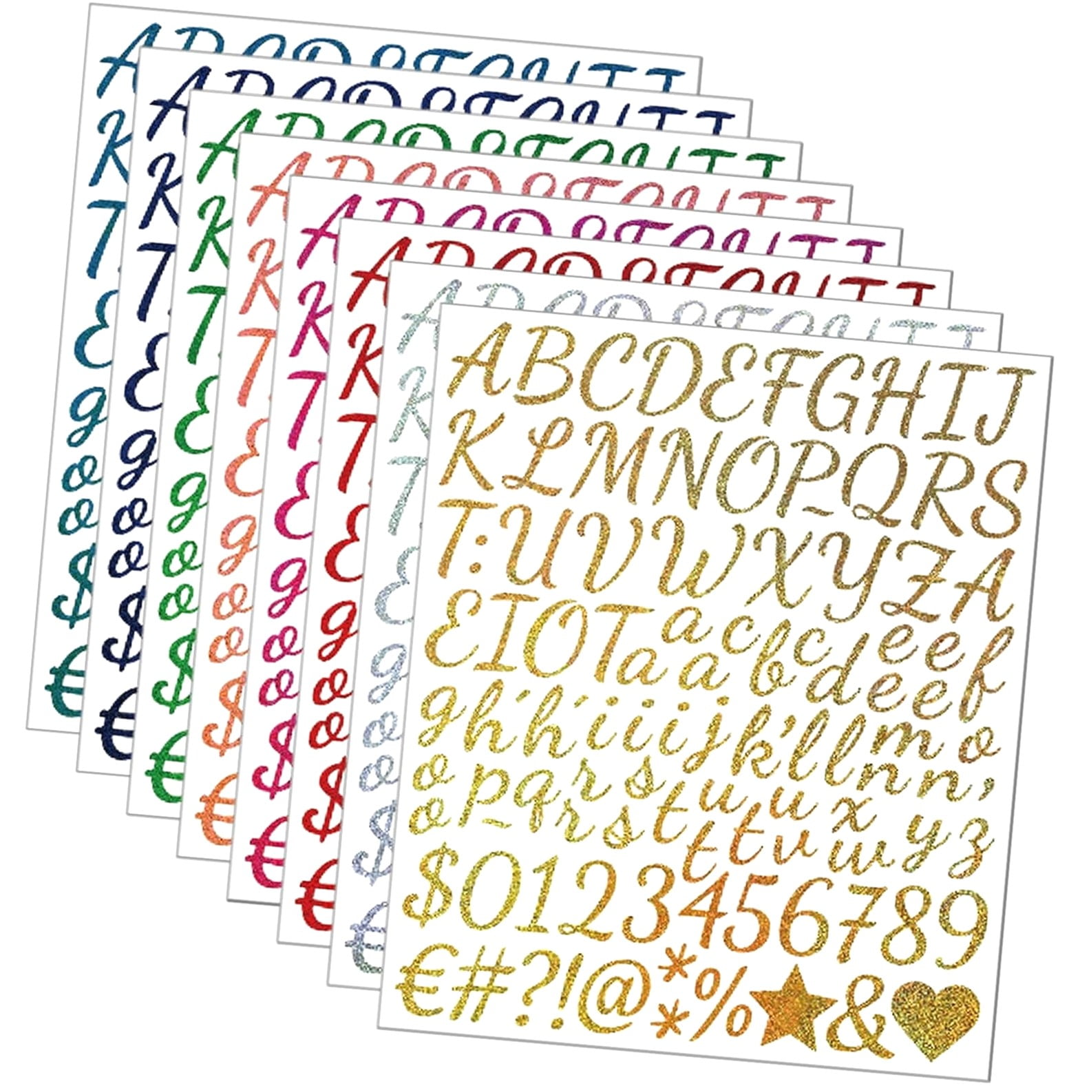 Hotbar 8 1 Inch Glitter Letter Stickers Script 840 Pieces Vinyl ...