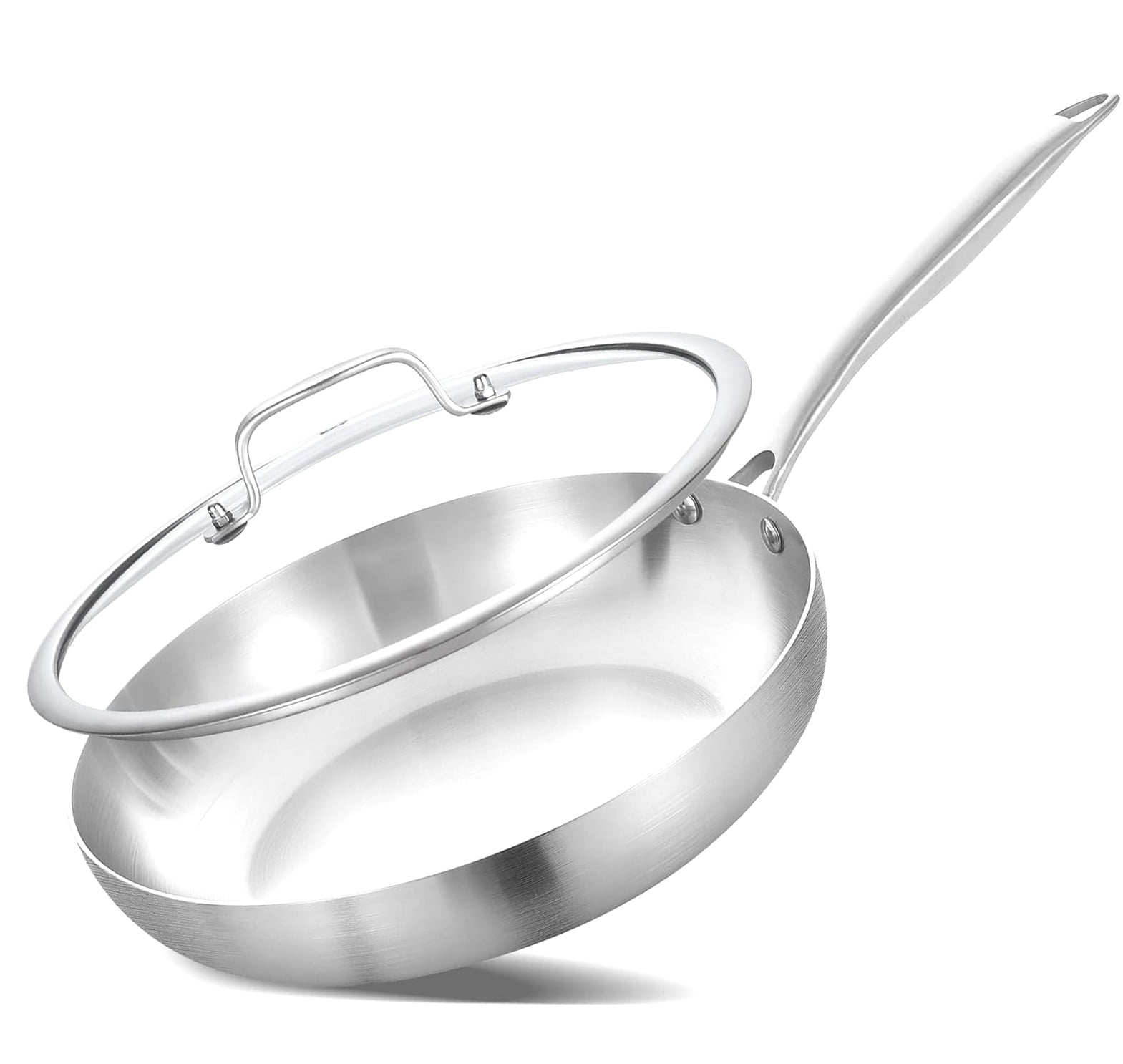 Hotbar 8 Inch Tri-ply Steel Frying Pan with Lid, Small Skillet ...