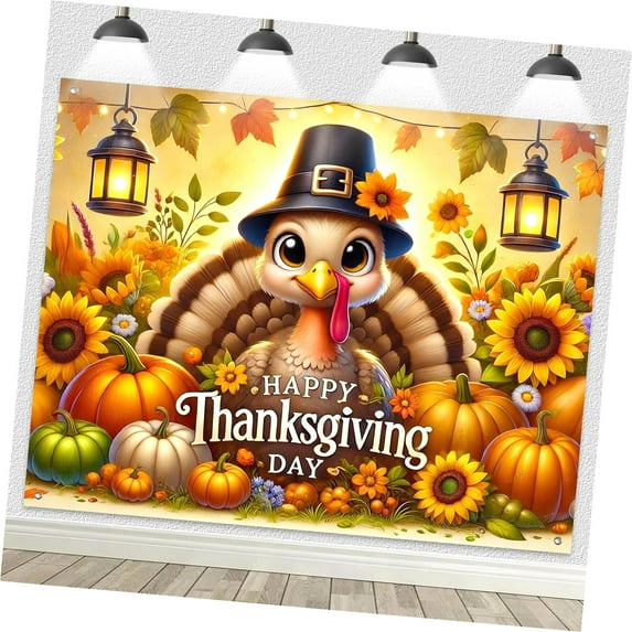 Hotbar 8x6ft Thanksgiving Backdrop Banner Turkey Pumpkin Sunflower ...
