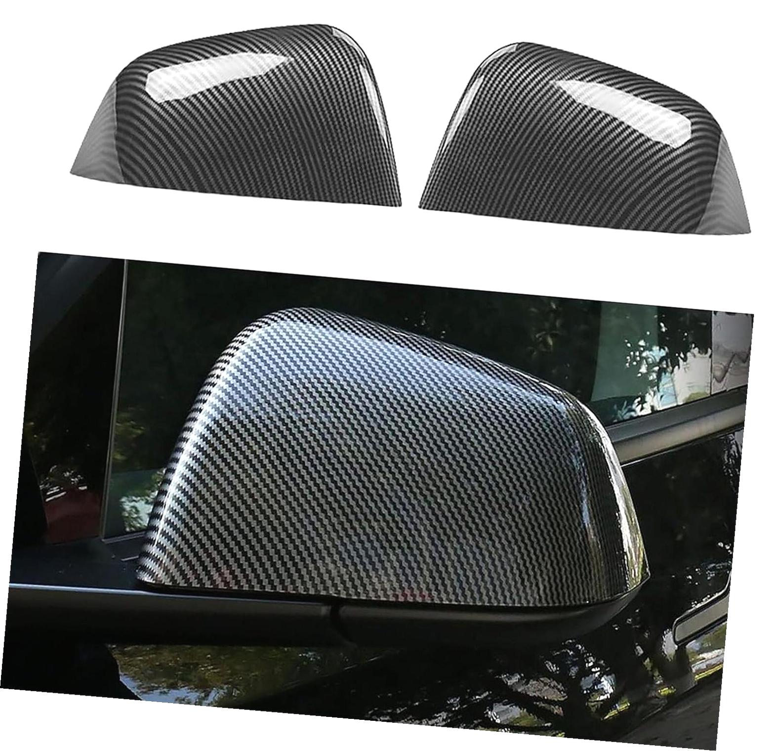 Hotbar ABS Bright Carbon Fiber Style Rearview Mirror Guard Cover Door ...