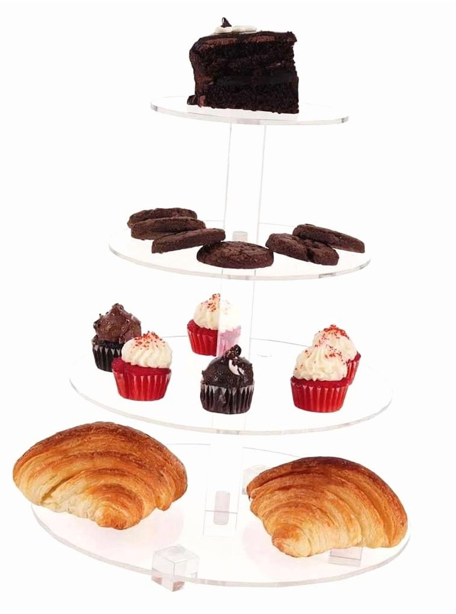 Hotbar Acrylic Cupcake Stand - 4 Tier Clear Round Cake Holder Dessert ...