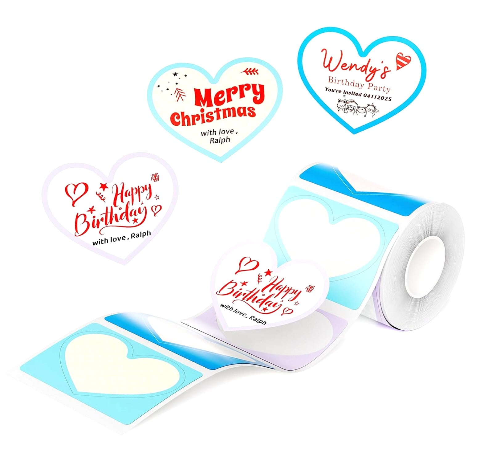 Hotbar B21 Label Maker Refill 300DPI Red Dual Color Sticker Paper Sweet Heart (2"x1.69"/50x43mm ...