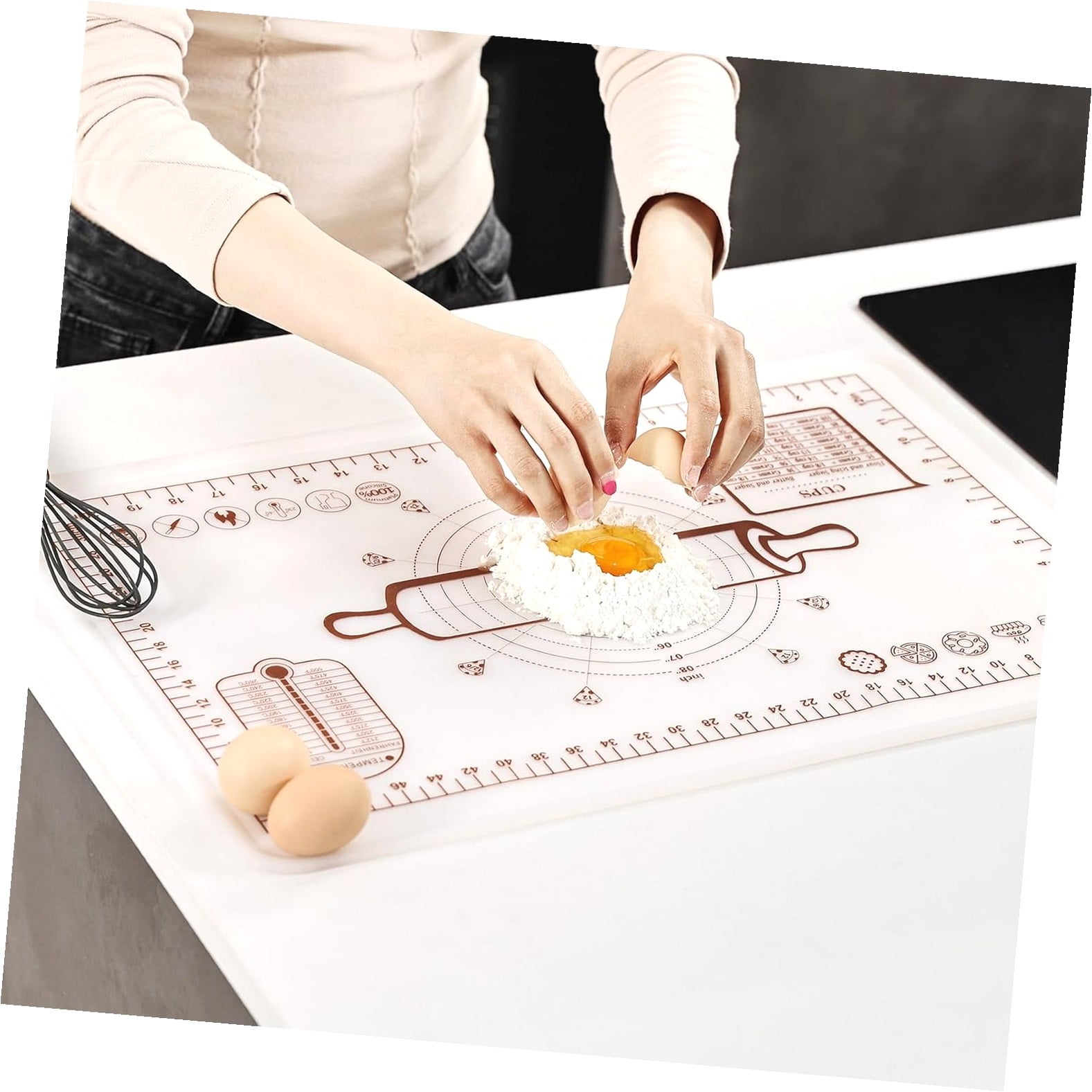 Hotbar Baking Mat, Extra Thick Dough Rolling Pad with Measurements and ...