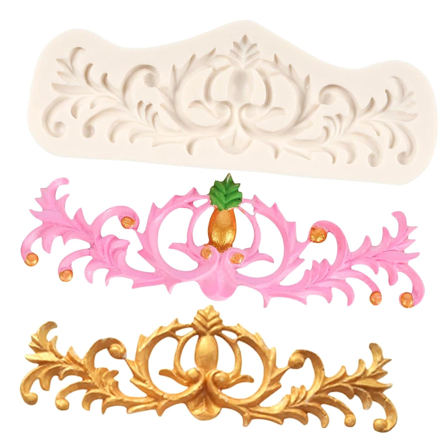 Hotbar Baroque Fondant European Relief Scroll Silicone Molds for Cake ...