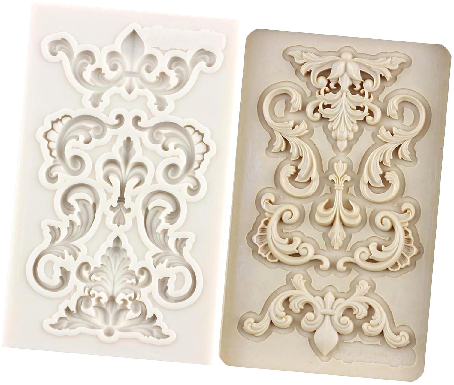 Hotbar Baroque Fondant European Relief Scroll Silicone Molds for Cake ...
