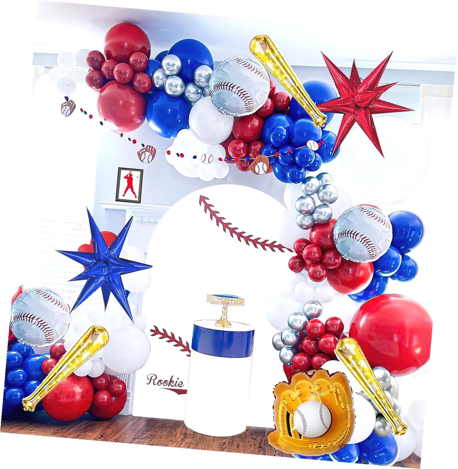 Hotbar Baseball Balloon Garland Arch Set 150 Pieces featuring Red, Blue ...