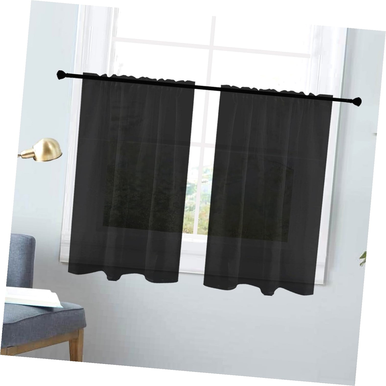 Hotbar Basic Rod Pocket Sheer Voile Window Curtain Panels 1 Pair 2 ...