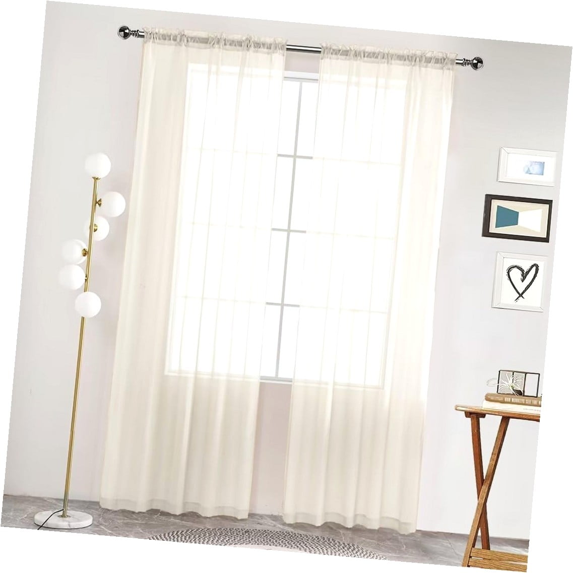 Hotbar Basic Rod Pocket Sheer Voile Window Curtain Panels 1 Pair 2 ...