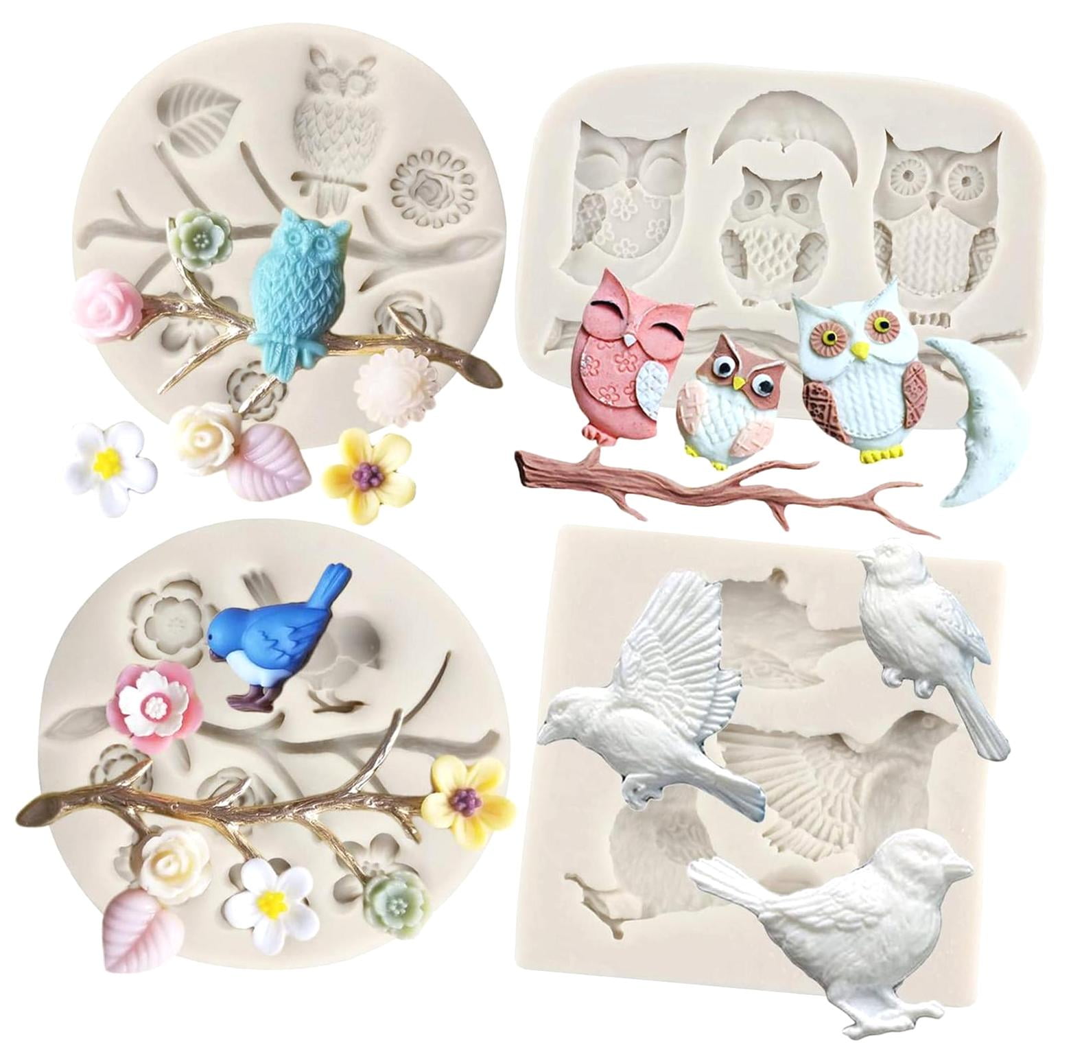 Hotbar Bird Silicone Molds Tree Branch Fondant Leaves Silicone Molds ...