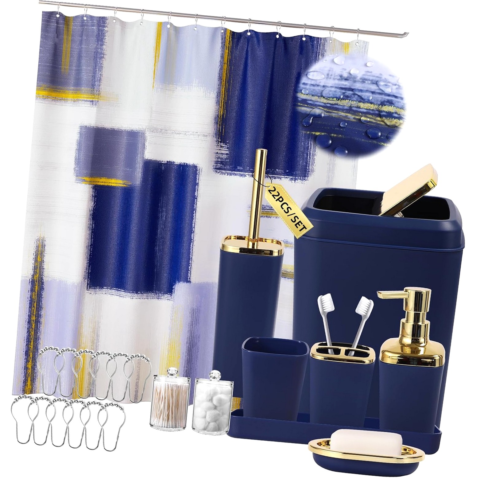Hotbar Blue Bathroom , Shower Curtain Set with Blue Bathroom , Soap ...