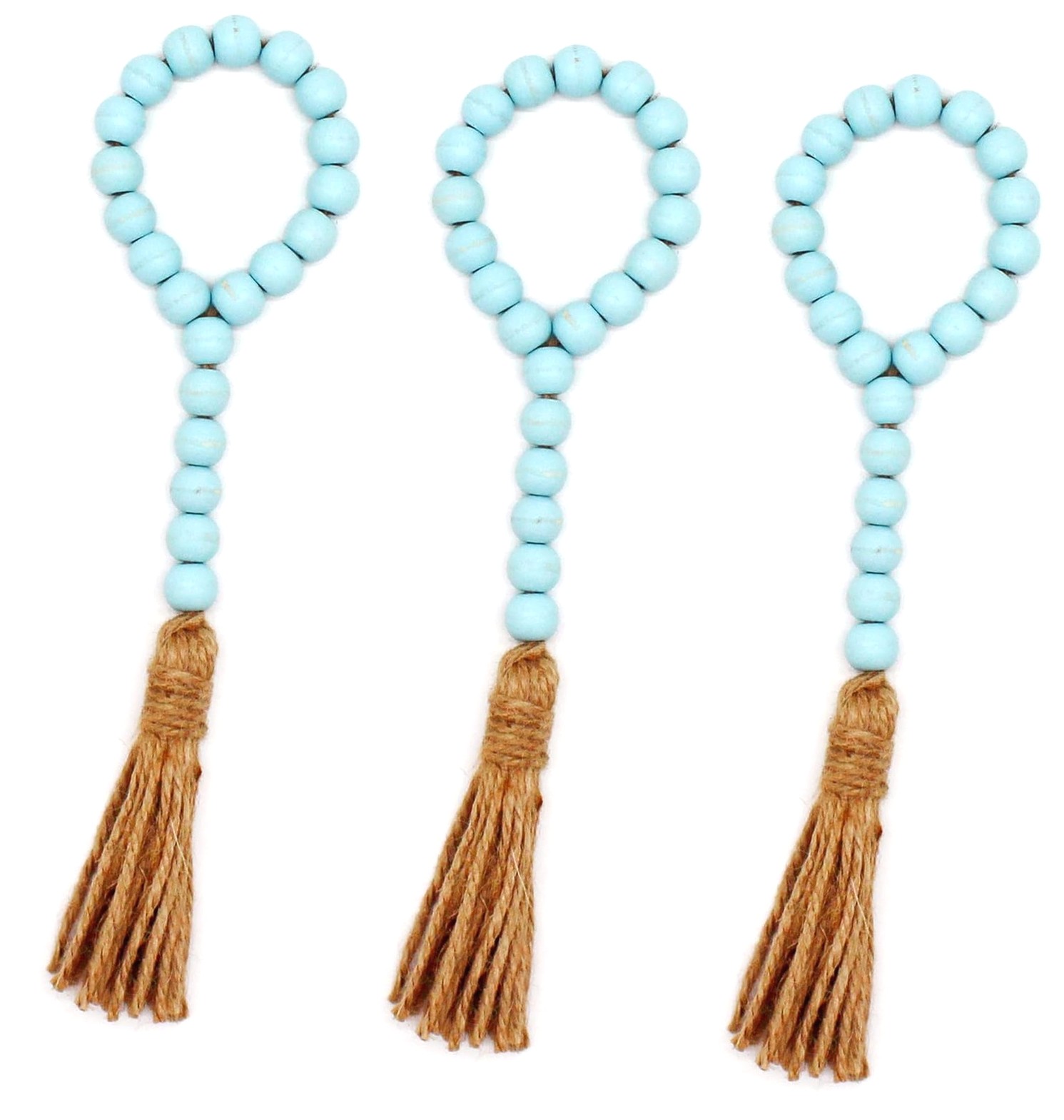 Hotbar CVHOMEDECO. Wood Bead Garland with Tassels 3 Pieces Farmhouse ...
