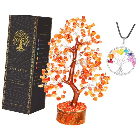Hotbar Carnelian Tree of Life Bonsai Tree Feng Shui Decor Stones Office ...