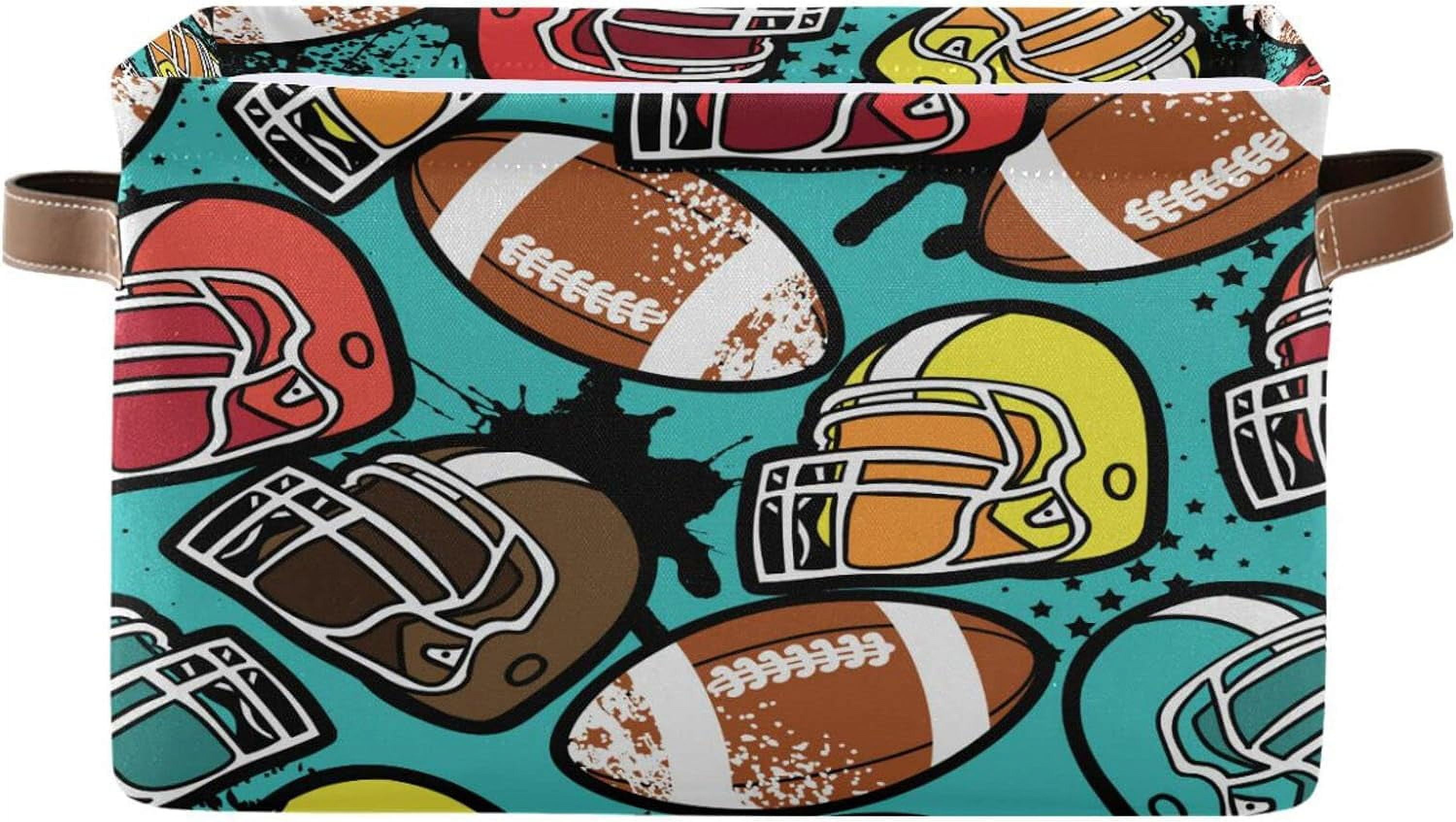 Hotbar Cartoon American Football and Helmet Large Square Storage Basket ...