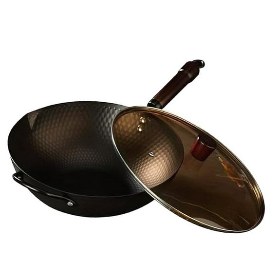 Hotbar Cast Iron Wok, Frying Pan, Chinese Wok, Flat Bottom Cookware ...