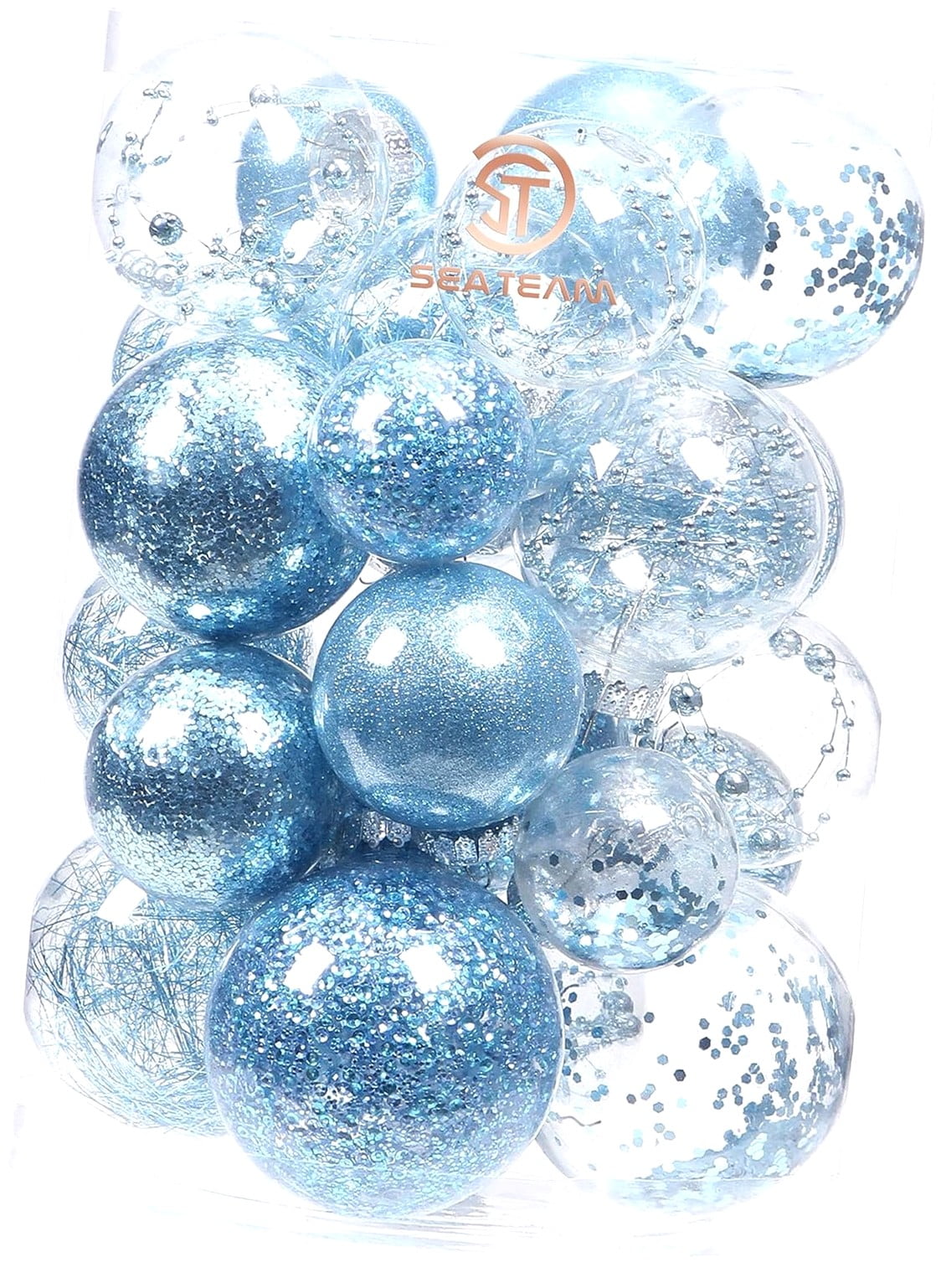Hotbar Christmas Baubles Set Clear Plastic Multi-Size Christmas Baubles with Stuffed Delicate ...