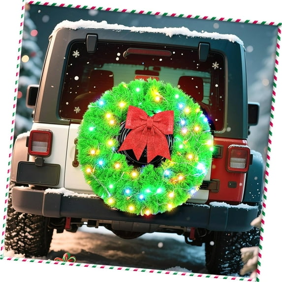 Hotbar Christmas Car Wreath Spare Tire Decoration Spare Tire Cover Kit ...