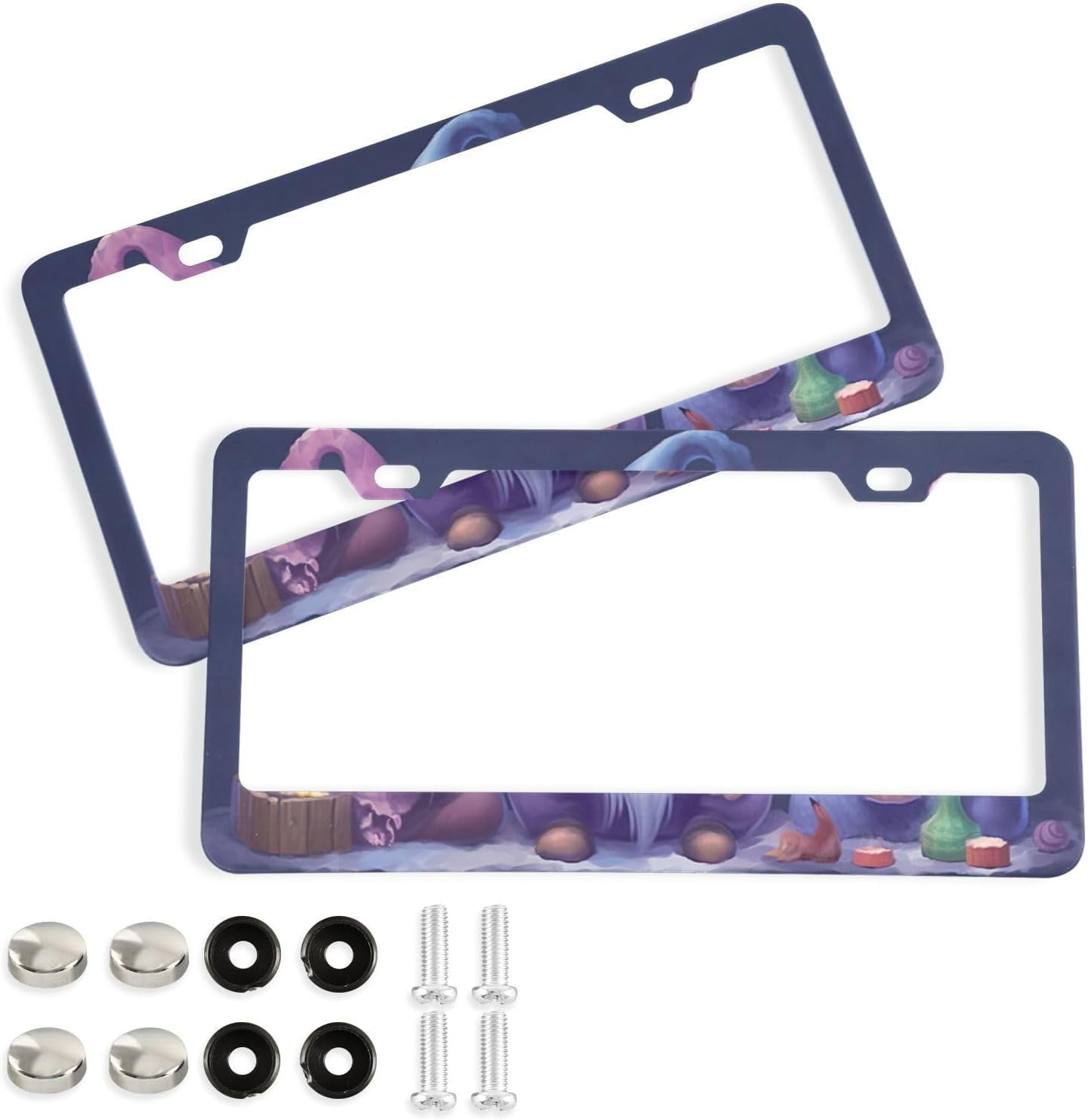 Hotbar Christmas Gnomes Purple License Plate Frames 2 Pack Aluminum ...