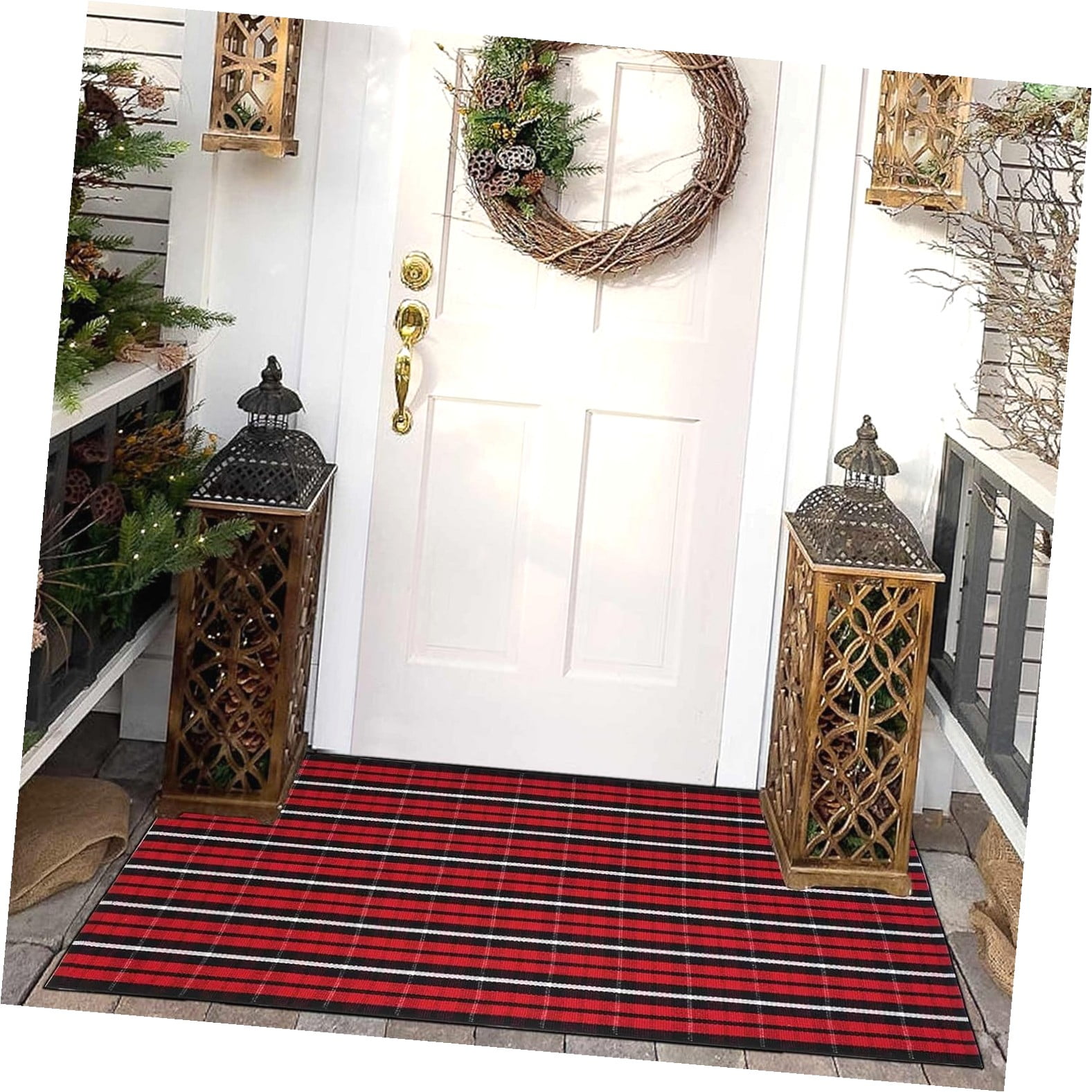 Hotbar Christmas Red and White Rug 3x5 Ft, Hand-Woven Indoor/ Layered ...