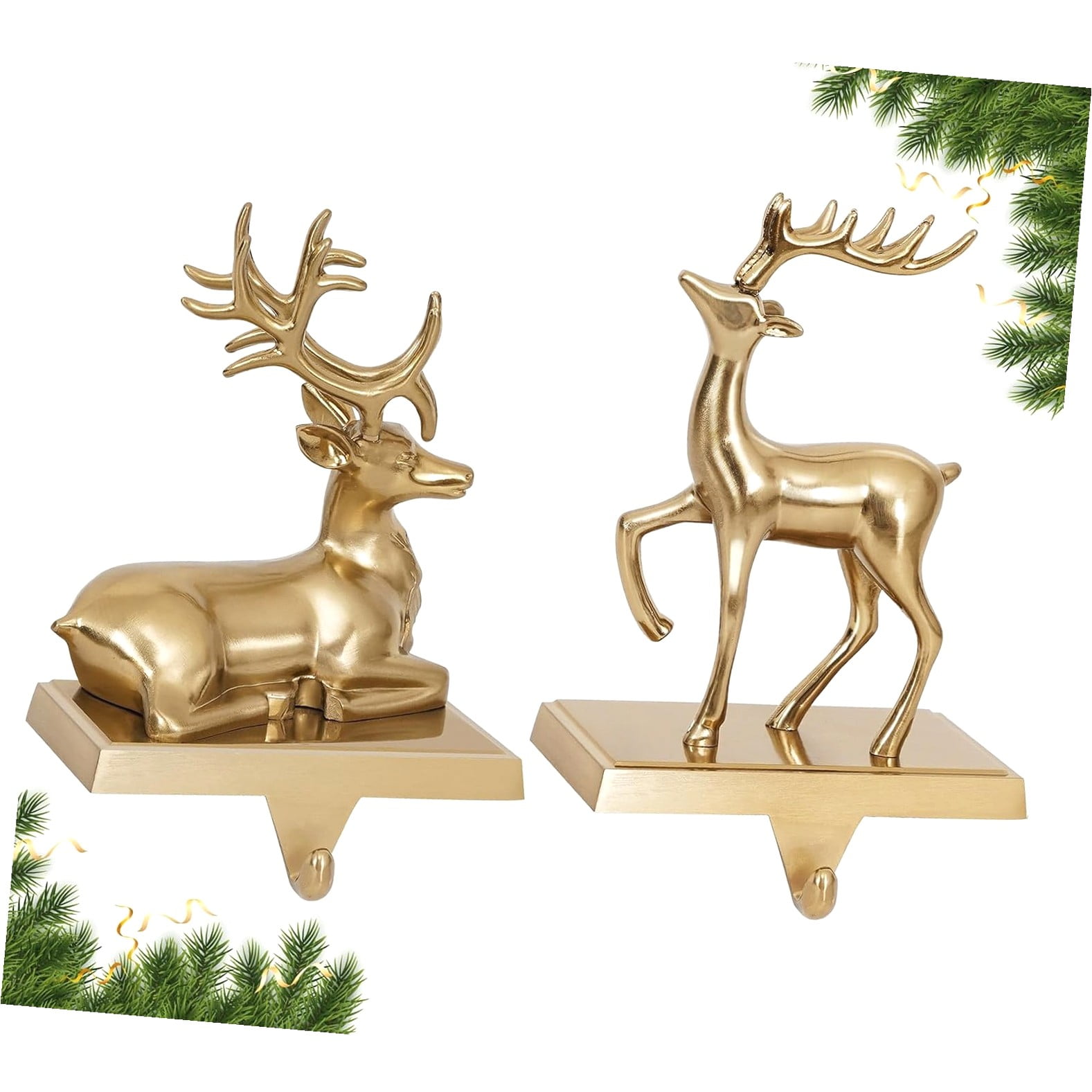 Hotbar Christmas Stocking Holders for Mantle Set of 2 Reindeer Stocking ...