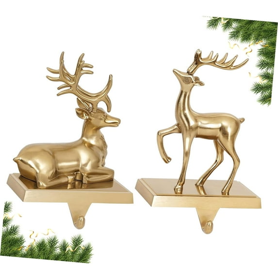 Hotbar Christmas Stocking Holders for Mantle Set of 2 Reindeer Stocking ...