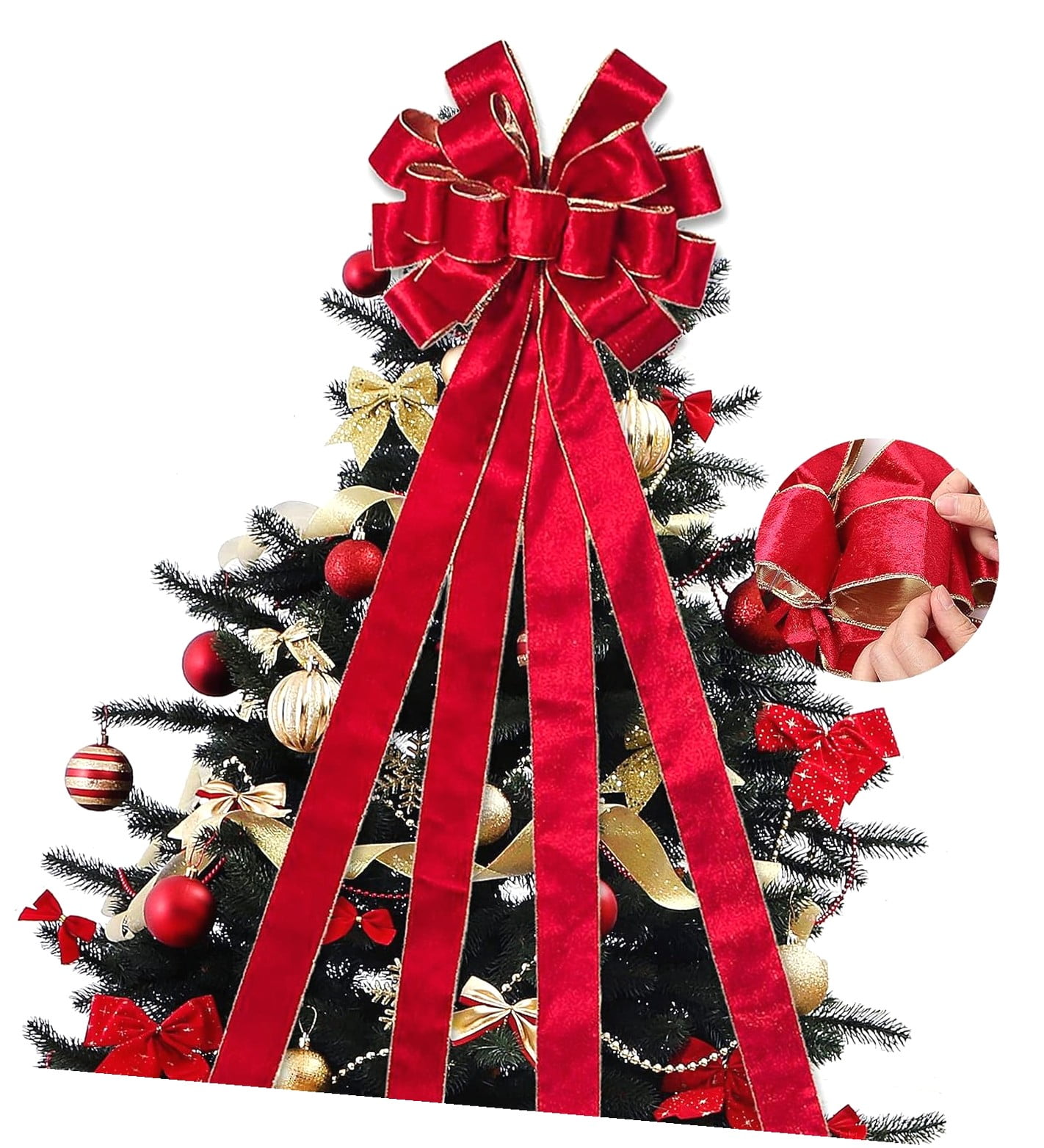 Hotbar Christmas Tree Bows for Wreaths Winter Bow Picks Christmas Tree ...