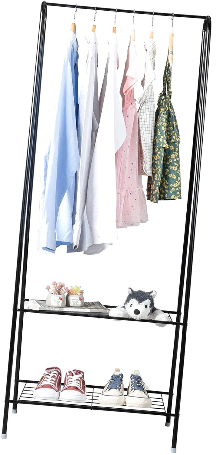 Hotbar Clothes Garment Rack, 2-Tier Garment Rack with Storage Shelves ...