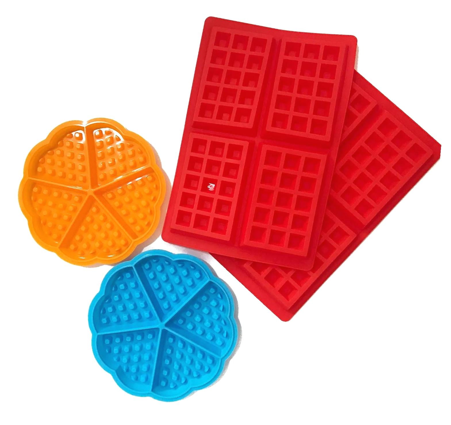 Hotbar Collection of 4 Silicone Waffle Molds (Heart & Square Design), Chocolate Waffle Baking ...
