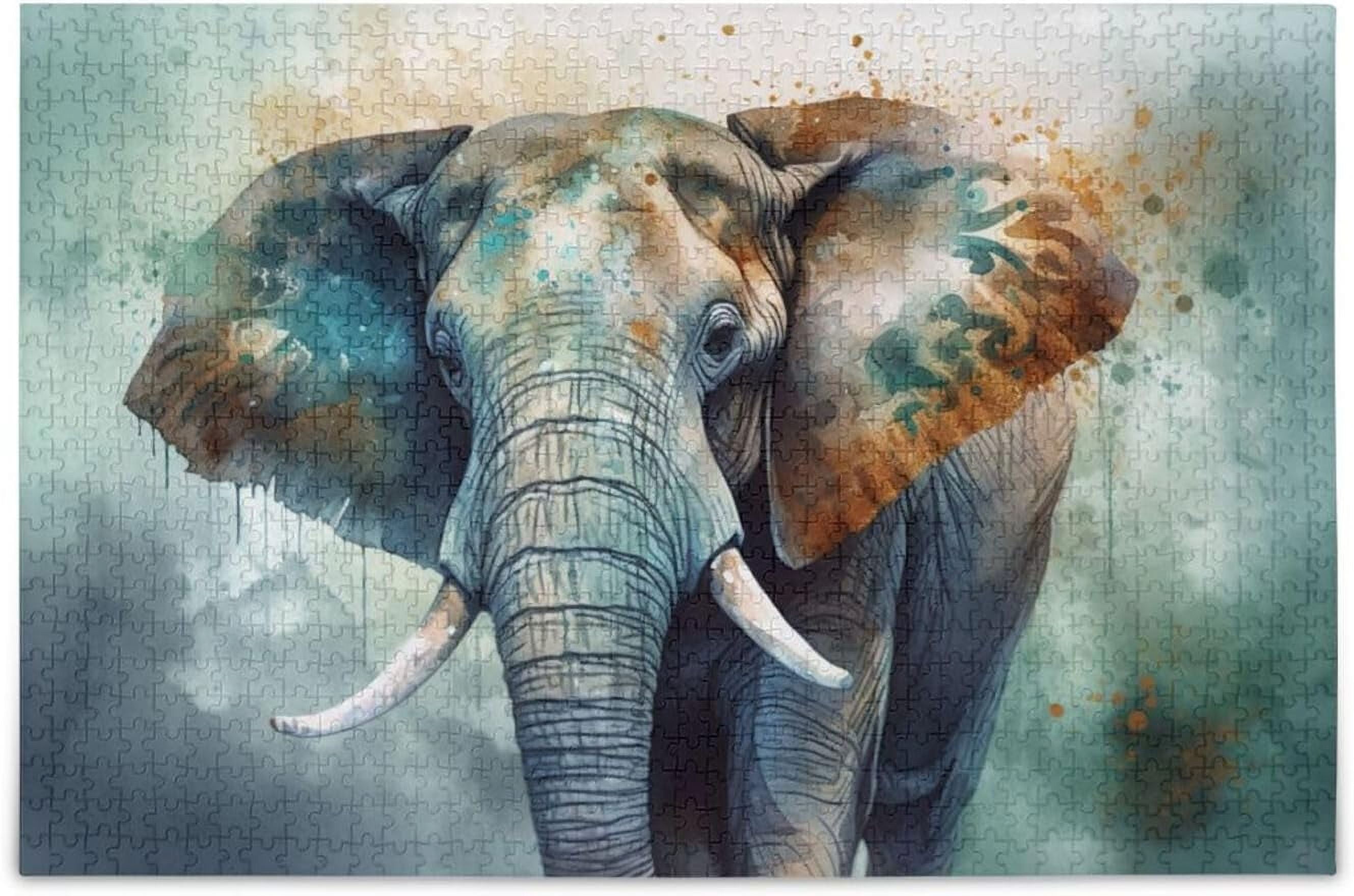 Hotbar Cool Elephant Panting Jigsaw Puzzle 1000 Pieces, Zigsaw Puzzles ...