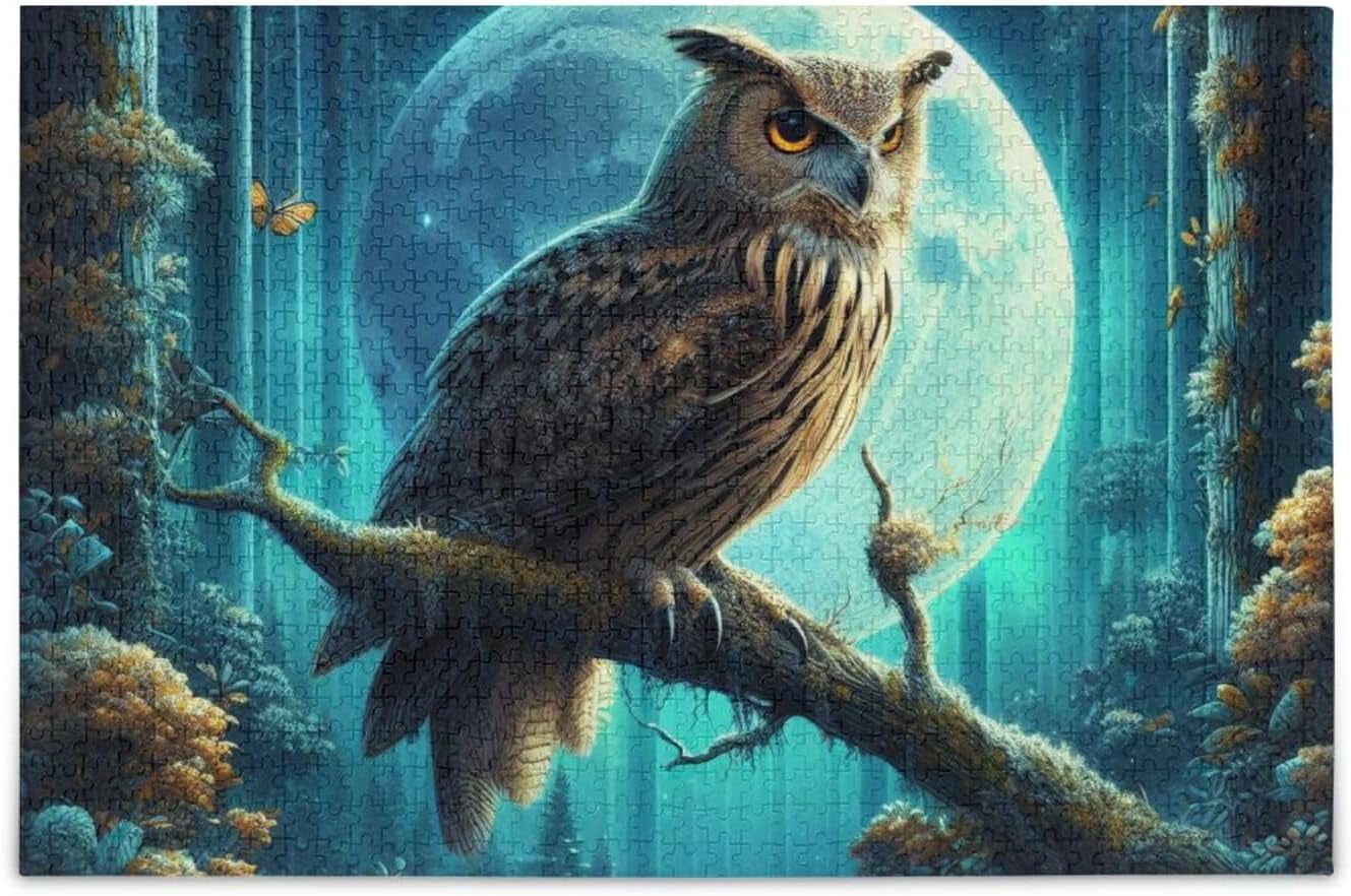 Hotbar Cool Owl Moon Jigsaw Puzzle 1000 Pieces, Zigsaw Puzzles with ...