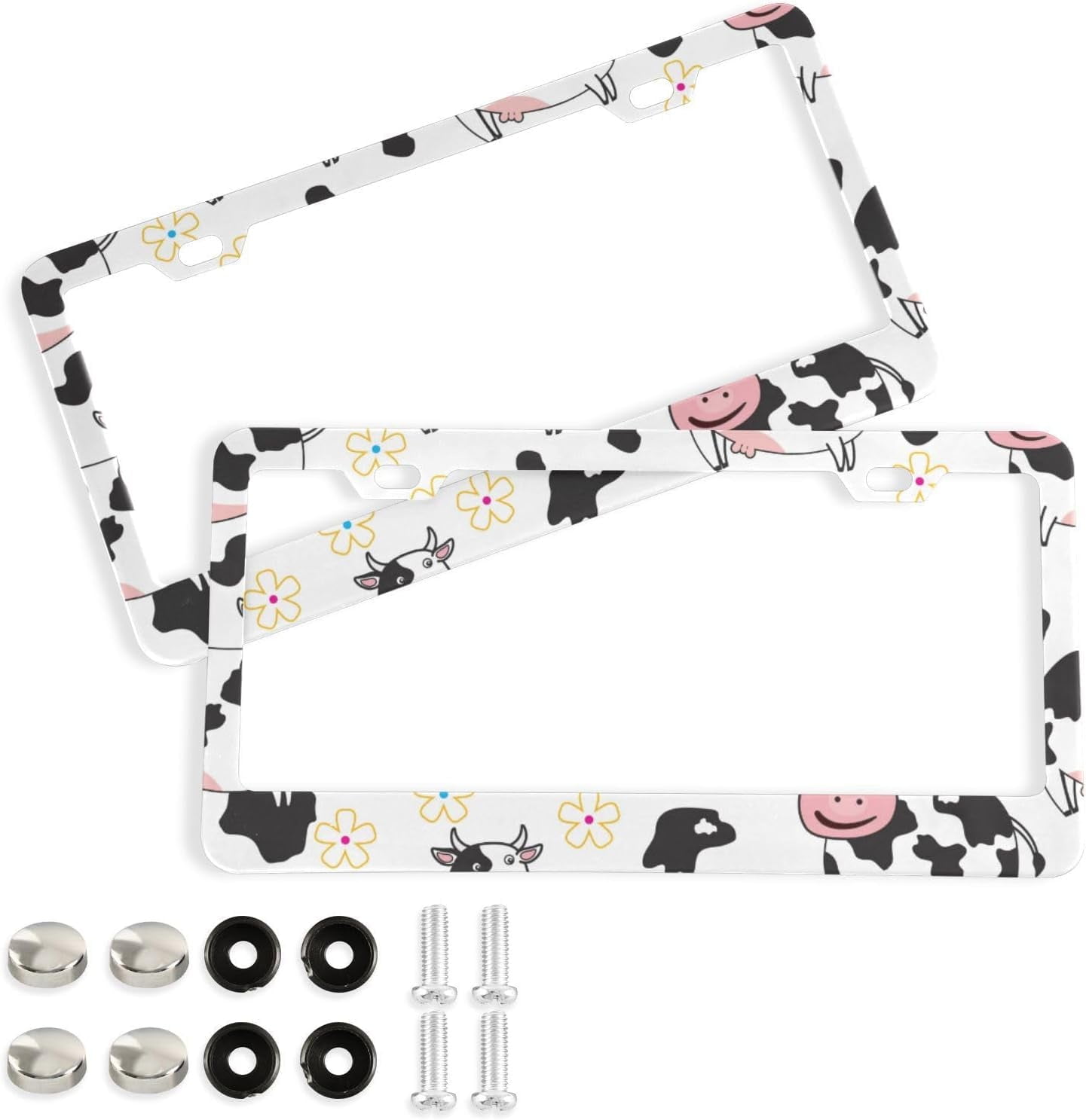 Hotbar Cow License Plate Frames 2 Pack, Waterproof Aluminum Alloy Car ...