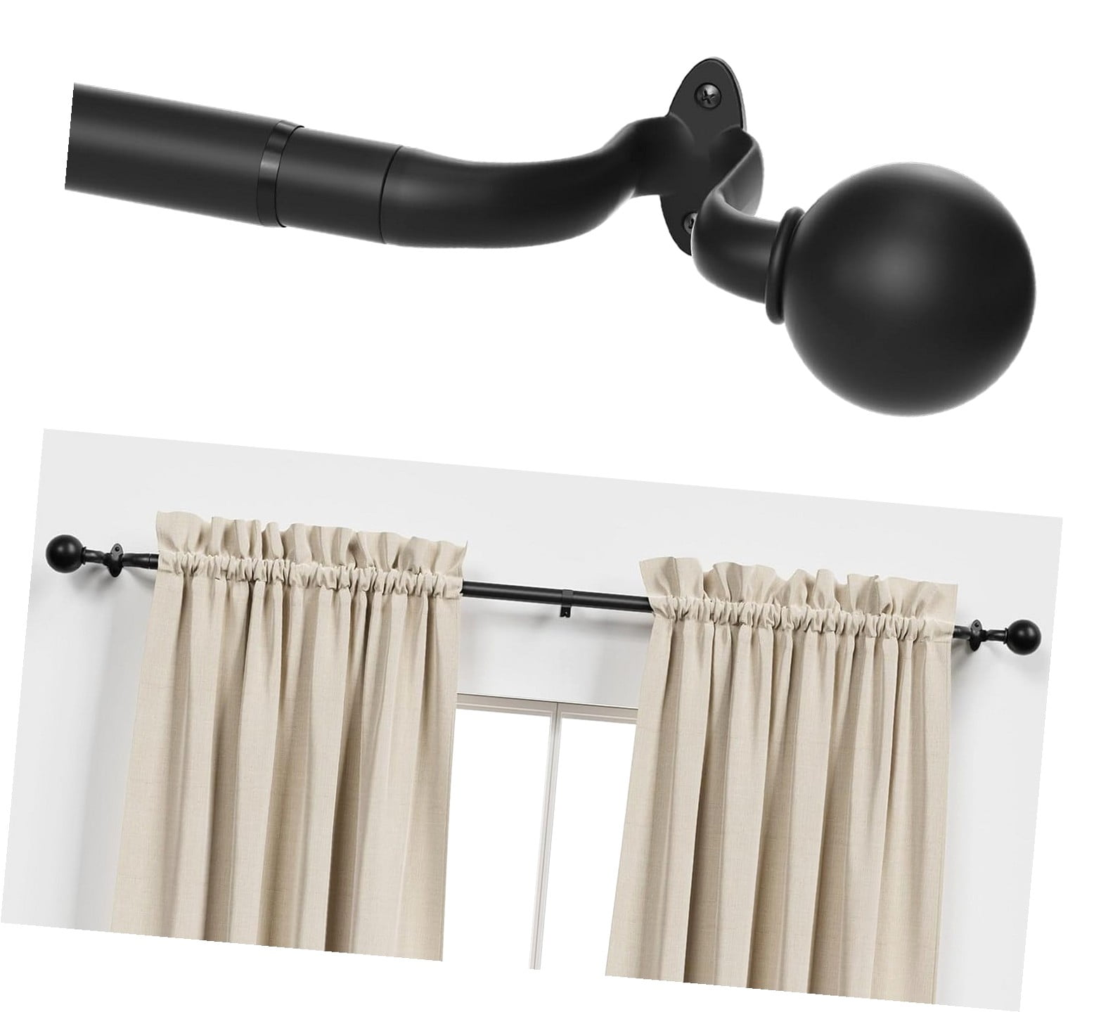 Hotbar Curtain Rods for 60 to 120 Inches, 1 Inch Wrap Around Curtain ...