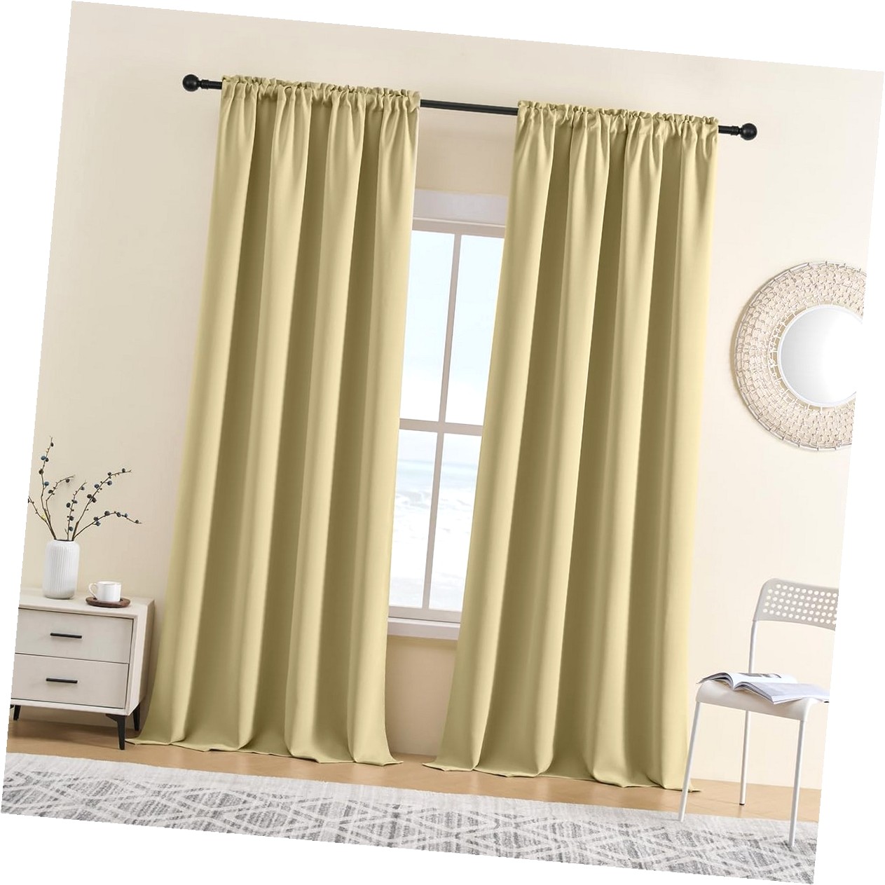 Hotbar Curtains 90 inches Long, Room Darkening Window Curtain Panels ...