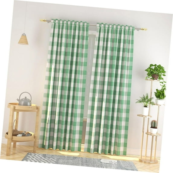 Hotbar Curtains and White Gingham Check Curtain Panels 95 inches Long ...