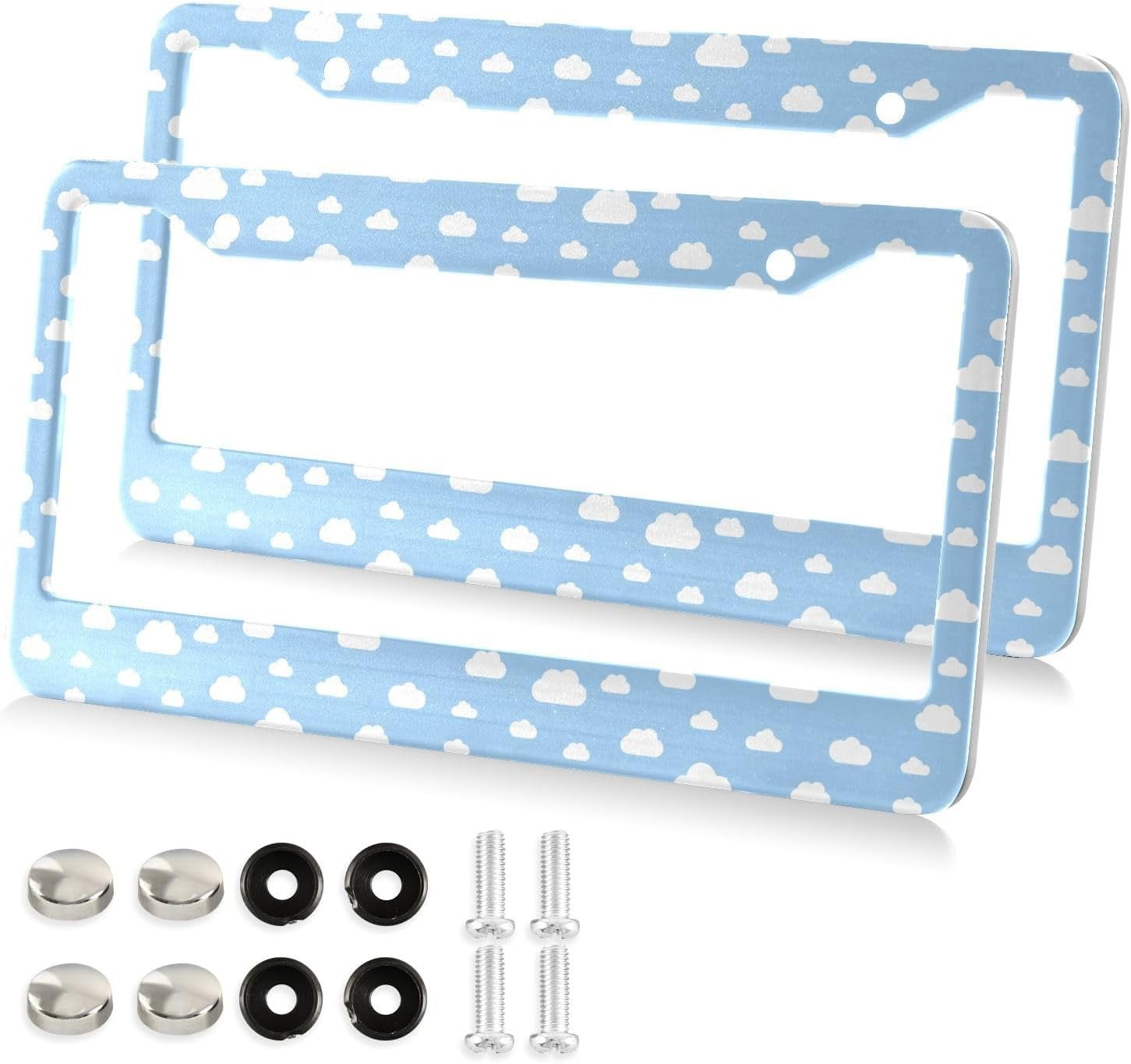 Hotbar Cute Clouds License Plate Frame, Decorative Aluminum Car Tag ...