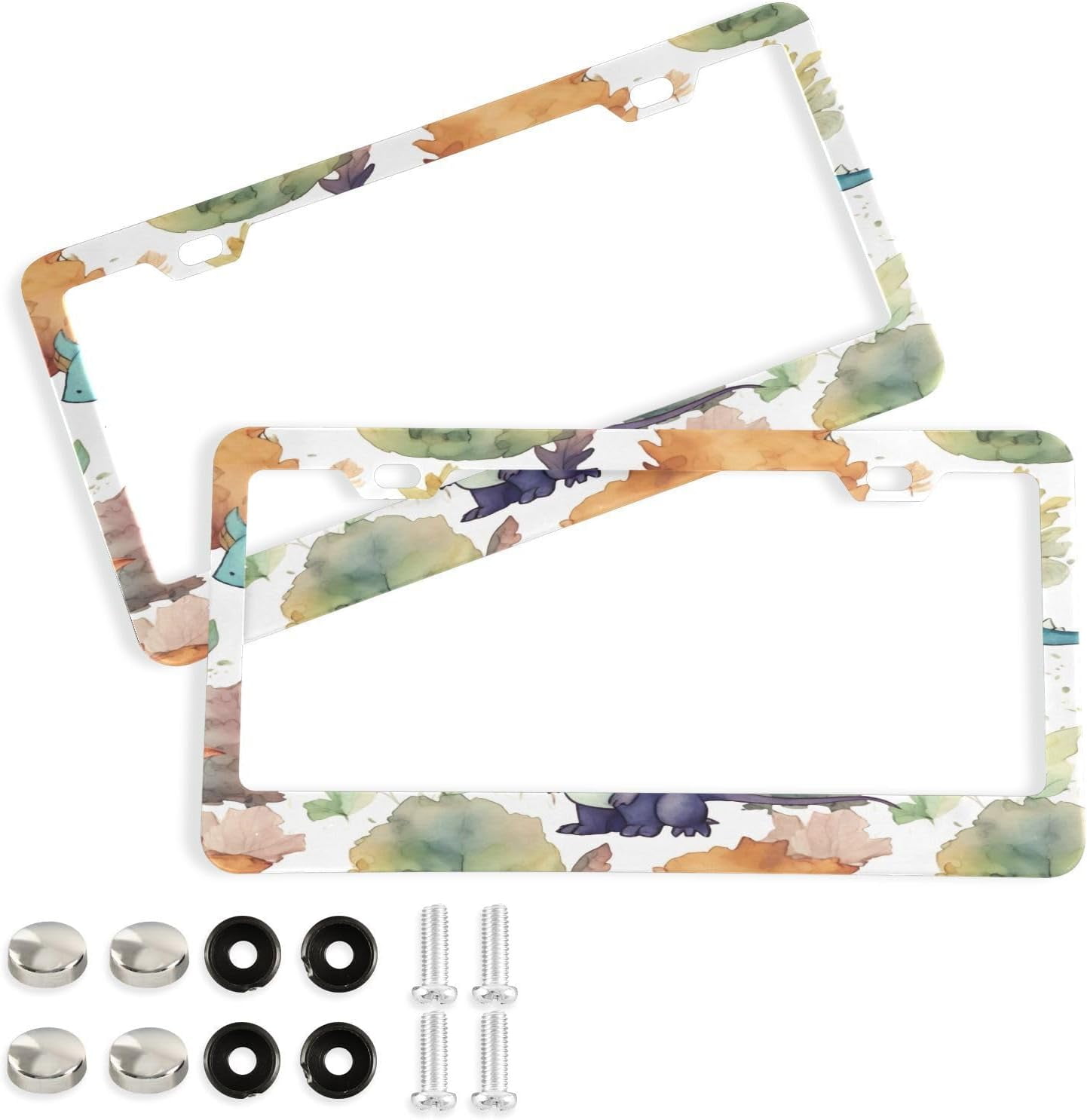 Hotbar Cute Dragon License Plate Frames Set of 2, Universal Aluminum ...