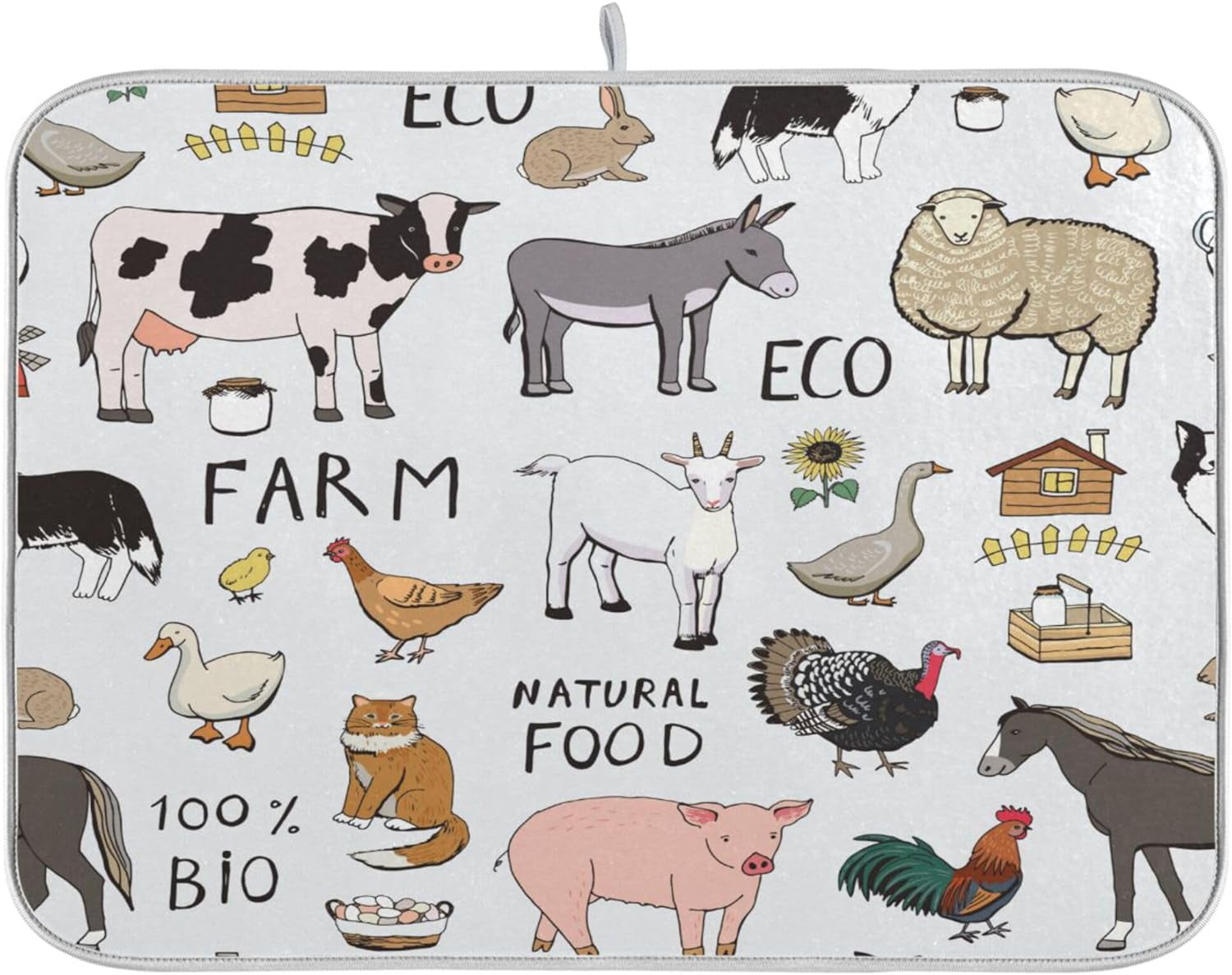 Hotbar Cute Farm Animals Dish Drying Mats for Kitchen Counter, Heat ...