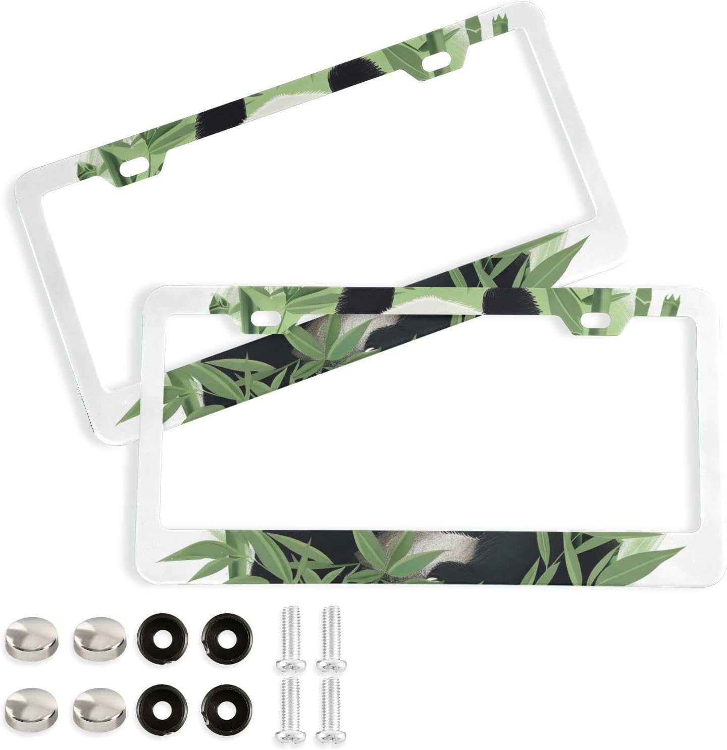 Hotbar Cute Panda License Plate Frames 2 Pack Aluminum License Plate ...