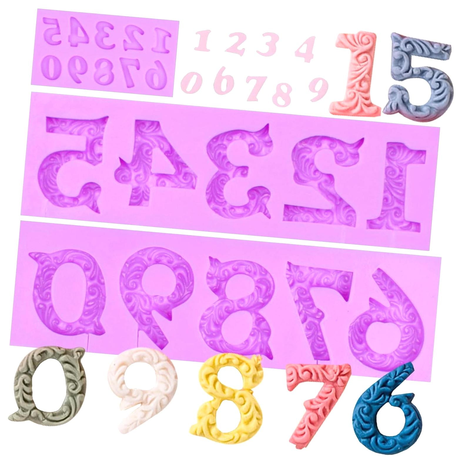 Hotbar Decorative Numbers and Letters Silicone Set Number Molds for ...
