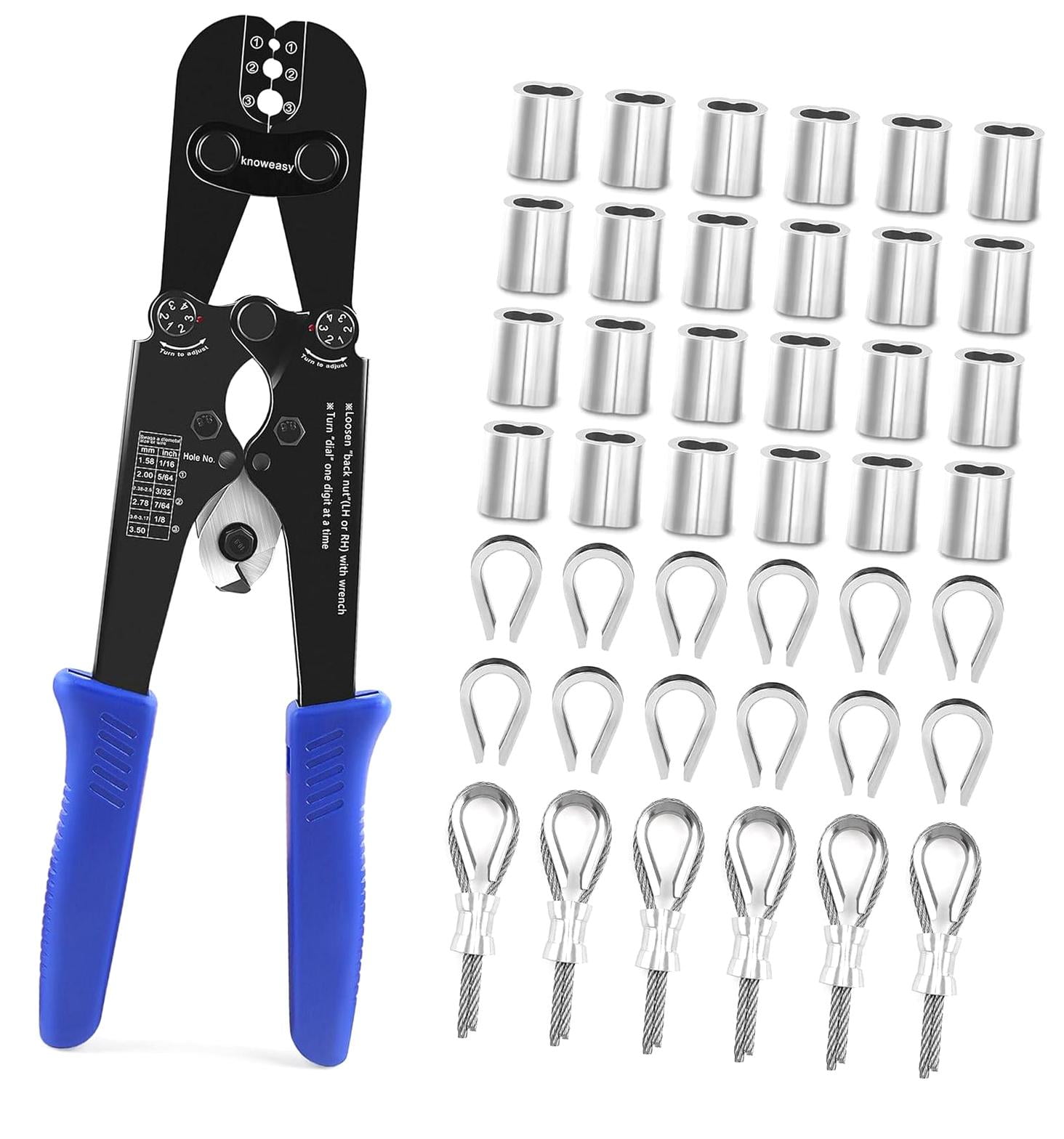 Hotbar Dual-Function Wire Rope Tool for Crimping and Cutting 1/16-Inch ...