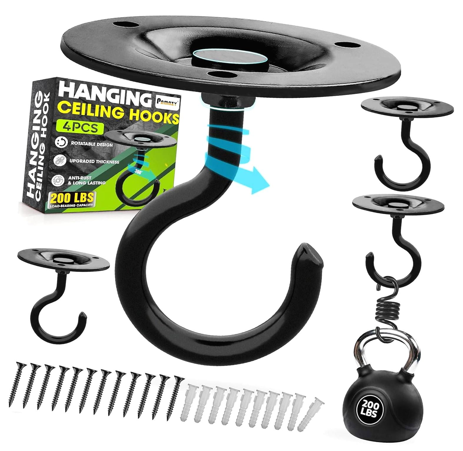 Hotbar [Enhanced] 200LBS Capacity 4Pcs Round Ceiling with Rotatable Button, Metal Wall Mount ...