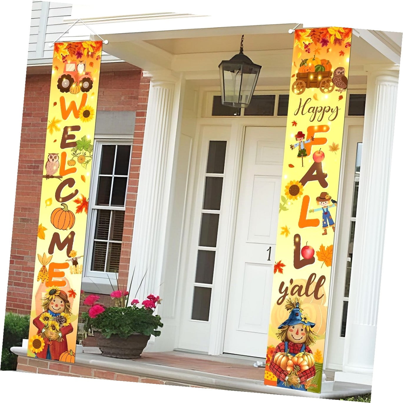 Hotbar Fall Decorations Happy Fall Y'all Porch Banner Autumn Pumpkin ...