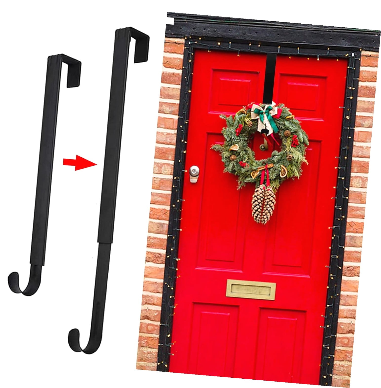 Hotbar GP Life Wreath Hanger for Door, Fits from 15 to Inches, 20 lbs Larger Door Upgrade ...