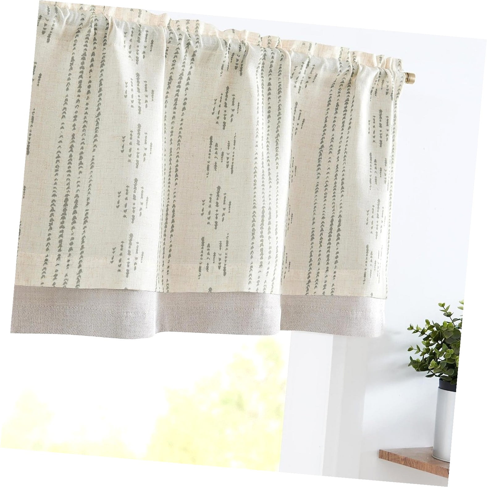 Hotbar Geometric Striped Valance Curtains Double Layer Valance for 18 ...