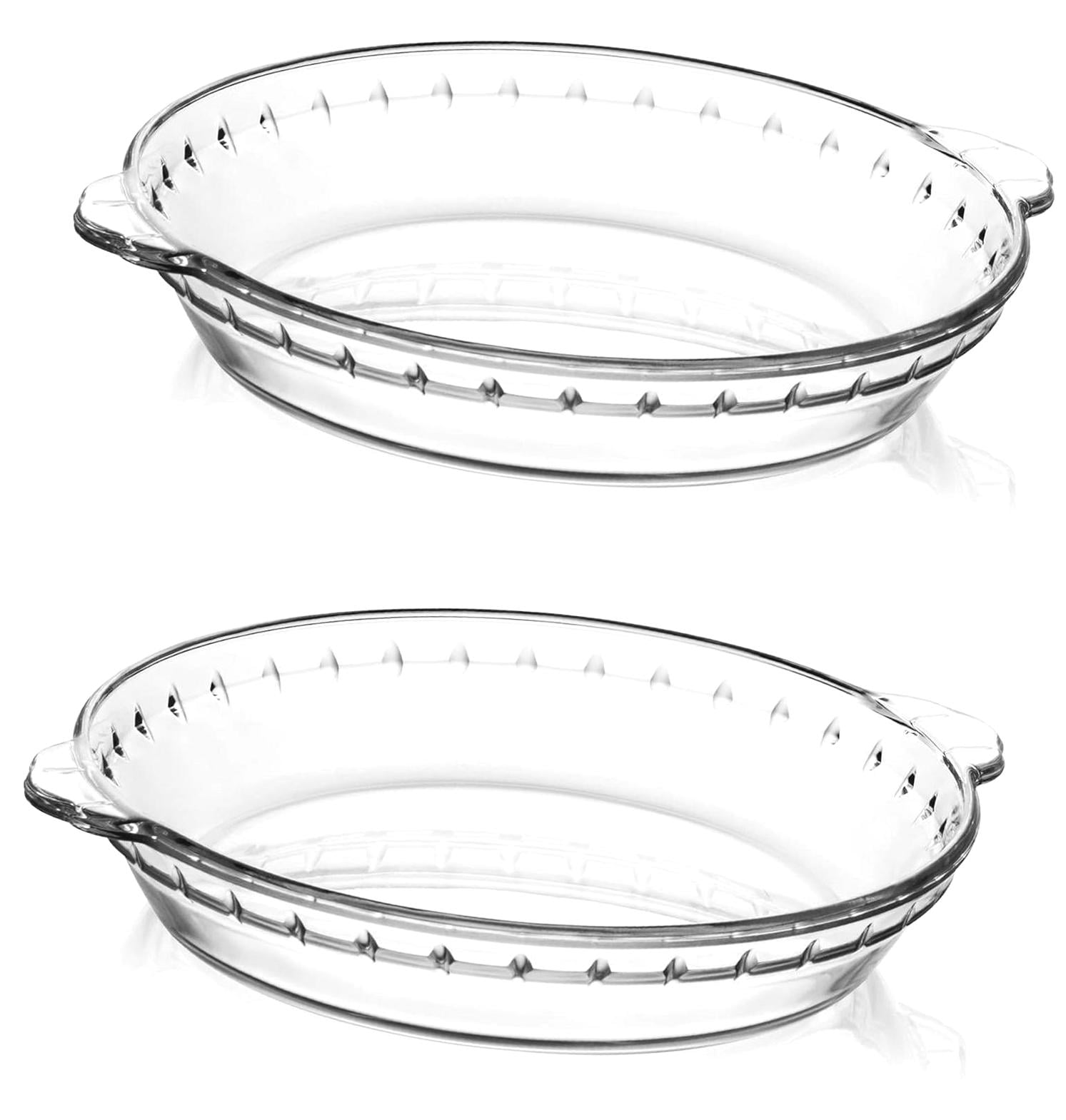 Hotbar Glass Pie Pan for Baking(2 pack), 9.5 Inches Round for Dinner ...