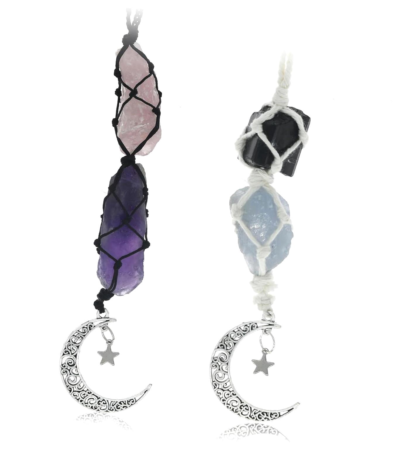 Hotbar Hanging Car Charm - 2-Pack with Rose Quartz & Amethyst + Blue ...